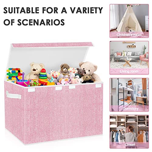 homyfort Large Toy Box Chest for Girls, Kids Toy Bin Storage Organizer with Lid for Babies,Toddlers,Nursery,Playroom (Pink)