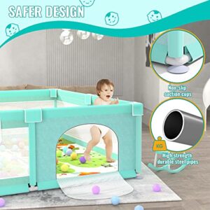 LUTIKIANG Baby Playpen, 79" X 71" Extra Large Playpen for Babies and Toddlers with Gates, Baby Play Yards, Baby Fence Play Area, Safety Indoor Baby Play Area with Ocean Balls (Grey)