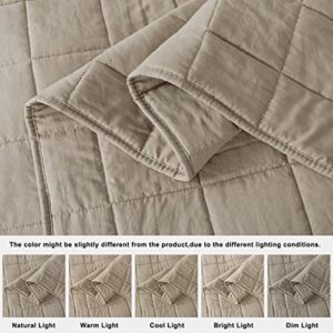 B2EVER Beige Quilt Queen Size Bedding Sets with Pillow Shams, Lightweight Soft Bedspread Coverlet, Quilted Blanket Thin Comforter Bed Cover for All Season Spring Summer, 3 Pieces, 90x90 inches