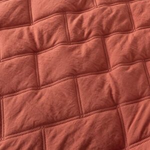 Burnt Orange Quilt Queen Size Bedding Sets with Pillow Shams, Red Lightweight Soft Bedspread Coverlet, Quilted Thin Blanket Comforter Bed Cover for All Season Spring Summer, 3 Pieces, 90x90 inches