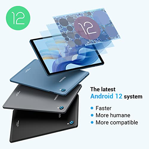 TOSCiDO Tablet 2023 Android 12 Tablets 10.3 inch 2K FHD Tableta,15GB Ram 128GB ROM 2TB Expand,8 Core 12nm CPU Tablet PC,2000 * 1200 IPS, in-Cell LCD Screen,8000mAh,5G WiFi,GPS,8+13MP Camera,Black