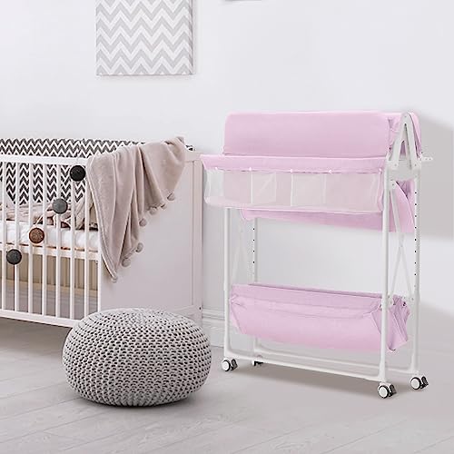 SEA PUNK Portable Baby Diaper Changing Table, Foldable Diaper Changing Tables, Waterproof Diaper Changing Pad, Height Adjustable Changing Diaper Station for Infant and Nursery, Mobile Changing Table