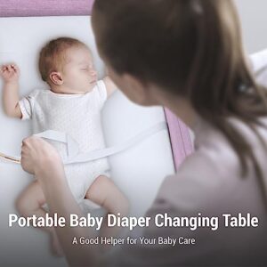 SEA PUNK Portable Baby Diaper Changing Table, Foldable Diaper Changing Tables, Waterproof Diaper Changing Pad, Height Adjustable Changing Diaper Station for Infant and Nursery, Mobile Changing Table