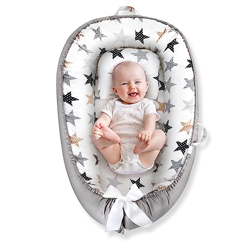 Baby Lounger Cover, Ultra Soft Cotton & Breathable Baby Nest Cover for Co Sleeping, Adjustable Portable Newborn Lounger Baby Bed Cover Perfect for Traveling and Napping