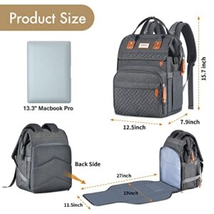 Diaper Bag Backpack, Versatile Large Travel Diaper Bag with Portable Changing Pad and USB Charging Port for Moms Dads, Waterproof Unisex Baby Bag for Boys Girls, Baby Registry Search Shower Gifts