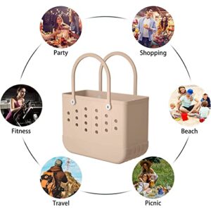 Qinnyo Oversized Rubber Beach Bag Waterproof Washable Tote Sandproof Outdoor Tote Bag Portable Travel Bag for Work Handbag