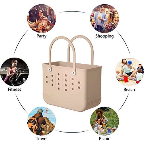 Qinnyo Oversized Rubber Beach Bag Waterproof Washable Tote Sandproof Outdoor Tote Bag Portable Travel Bag for Work Handbag