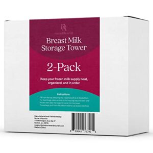 [2 Pack] Breast Milk Storage Tower - Convenient Storage for Milk Freezer Bags - Efficiently Store Milk in Breast Milk Freezer Organizer Tower - Breast Milk Storing Containers for Up to 120 oz of Milk