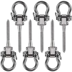 benelabel set of 6 permanent antirust stainless steel 304 screw bracket heavy duty swing hanger 1800lb capacity, indoor outdoor playground yoga hammock chair sandbag punching bag, hardware swing sets