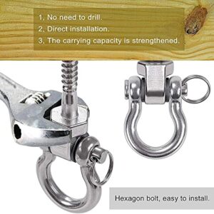 BeneLabel Set of 6 Permanent Antirust Stainless Steel 304 Screw Bracket Heavy Duty Swing Hanger 1800LB Capacity, Indoor Outdoor Playground Yoga Hammock Chair Sandbag Punching Bag, Hardware Swing Sets