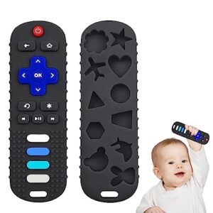 yapromo silicone teething toys, remote control shape teething toys for babies 6-18 months, remote teether toys for toddlers infant, baby silicone chew toys bpa free