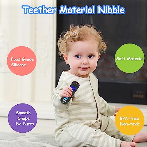 YAPROMO Silicone Teething Toys, Remote Control Shape Teething Toys for Babies 6-18 Months, Remote Teether Toys for Toddlers Infant, Baby Silicone Chew Toys BPA Free