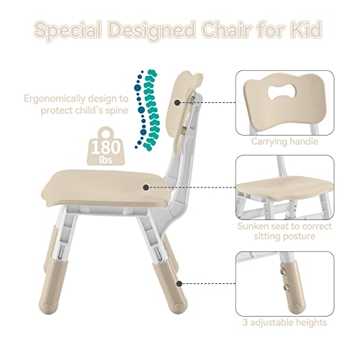 CuFun Kids Table and 4 Chairs Set, Children Study Desk, Dining Table, Height Adjustable Plastic Desk Painting Desktop Toddler Furniture for Boys and Girls