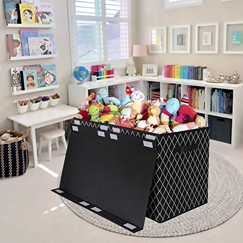 VERONLY 2 Pack Toy Box Chest Organizer Bins for Boys Girls, Kids Large Fabric Collapsible Storage Basket Container with Flip-Top Lid & Handles for Clothes,Blanket,Nursery,Playroom,Bedroom