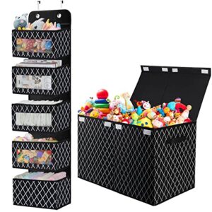 veronly over the door hanging organizer with 5 large pockets 1pack+toy chest box organizer bins for boys girls 1pack for nursery,playroom,bedroom toys