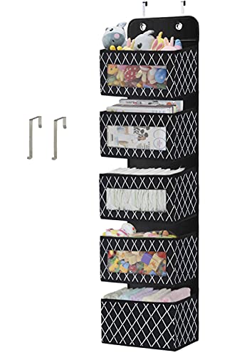 VERONLY Over The Door Hanging Organizer with 5 Large Pockets 1Pack+Toy Chest Box Organizer Bins for Boys Girls 1Pack for Nursery,Playroom,Bedroom Toys