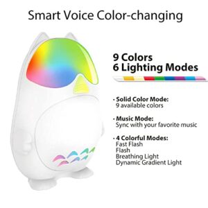 RAVEtone Color-Changing Night Lights Plug Into Wall, 2 Pack Plug in Nightlight for Kids, Smart Voice Activated 9 Colors 6 Lighting Modes LED Dimmable for Girls Boys Bedroom Nursery Bathroom Kitchen