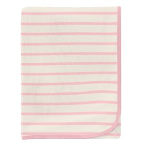 kickee pants swaddling blanket, made from luxuriously soft kickee signature blend bamboo fabric, buttery softness for snuggling your baby (lotus sweet stripe - one size)