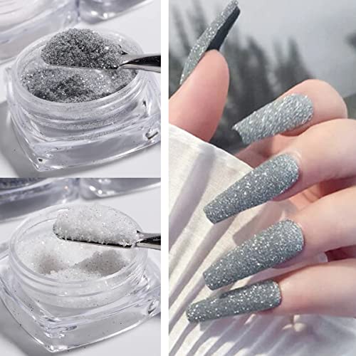 GULELAYAR 6 Color Nail Glitter Powder, Black White Nail Dust Shining Sugar Effect Holographic Nail Powder DIY Nail Art Manicure Decorations (Style 1)