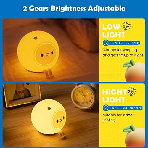 ATSUI Night Light for Kids, Brightness Adjustable, Tap Control, Food Grade Silicone, Toddler Lamp Rechargeable, Baby Night Light Portable Bedside Nursery Lamp, Gift for Girls Boys Toddler Women