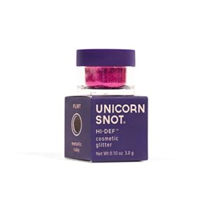 unicorn snot holographic hi-def cosmetic glitter - face & body glitter - for hair, nails, lipgloss, eyeshadow makeup - vegan & gluten free - 0.10oz/3g (flirt/metallic ruby)