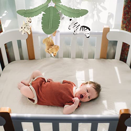 CLYMENE Safari Animals Baby Musical Crib Mobile - Jungle Animals Mobile for Crib with 12 Lullabies for Baby Boys and Girls | Safari Nursery Decor