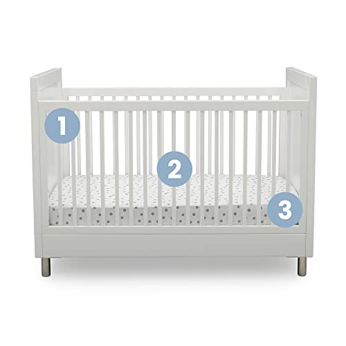 Delta Children Simmons Kids Avery 3-in-1 Convertible Crib with Toddler Rail, Greenguard Gold Certified, Bianca White…