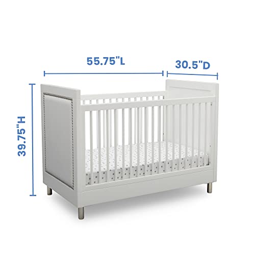 Delta Children Simmons Kids Avery 3-in-1 Convertible Crib with Toddler Rail, Greenguard Gold Certified, Bianca White…