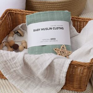 Baby Swaddling Blanket Muslin Burp Cloths for Unisex - 5 Pack Large 100% Cotton Infant Receiving Blanket Washcloths Burping Clothes Diapers for Newborn, Baby Girls and Boys, Toddler Gift