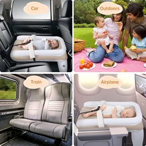 PAHTTO Inflatable Airplane Bed for Kids, Portable Toddlers Airplane Blow Up Bed for Travel, Baby Airplane Mattress with Hand Pump, Toddler Airplane Travel Essentials