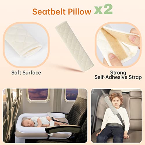 PAHTTO Inflatable Airplane Bed for Kids, Portable Toddlers Airplane Blow Up Bed for Travel, Baby Airplane Mattress with Hand Pump, Toddler Airplane Travel Essentials