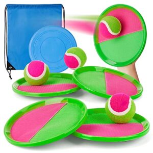 toplus toss and catch ball set with 6 paddles 3 balls 1 flying disc yard games for kids outside toys beach toys camping games indoor and outdoor games for kids and family