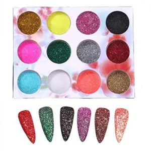 katartizo 12 color bling nail art glitter crystal diamond nail glitter powder diy iridescent nail art sequins set for nails/face/eyes art decoration