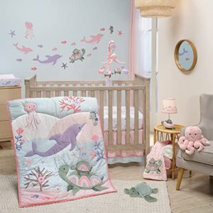 lambs & ivy sea dreams 3-piece dolphin/turtle nautical baby crib bedding set