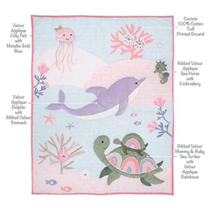 Lambs & Ivy Sea Dreams 3-Piece Dolphin/Turtle Nautical Baby Crib Bedding Set