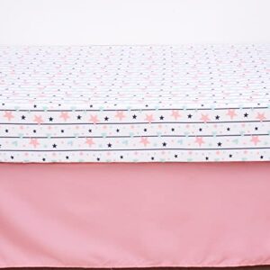 JISEN 5 Piece Crib Bedding Set for Girls Unicorns Baby Girl Bedding Crib Set Nursery Bedding Sets - Crib Quilt Crib Sheet Pillowcase Crib Skirt Diaper Stacker