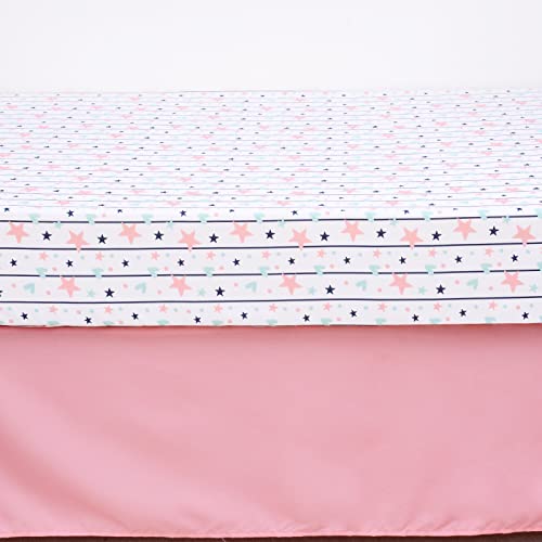 JISEN 5 Piece Crib Bedding Set for Girls Unicorns Baby Girl Bedding Crib Set Nursery Bedding Sets - Crib Quilt Crib Sheet Pillowcase Crib Skirt Diaper Stacker