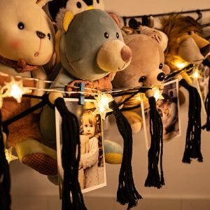 Stuffed Animal Net or Hammock with LED Light, Hanging Corner Net for Stuffed Animal Storage, Stuffed Animal Hammock Holder with 8 Photo Clips, Plushies Organizer for Bedroom Nursery Crib Kindergarten