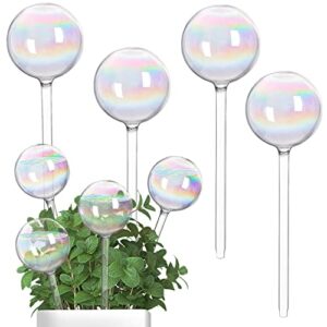 Sawowkuya 4 Pcs Plant Watering Globes, 9 Inch Iridescent Self Watering Planter Insert, Glass Plant Watering Devices for Indoor and Outdoor Plants Accessories