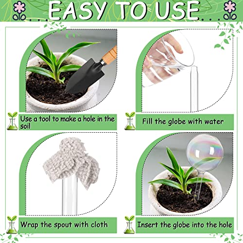 Sawowkuya 4 Pcs Plant Watering Globes, 9 Inch Iridescent Self Watering Planter Insert, Glass Plant Watering Devices for Indoor and Outdoor Plants Accessories