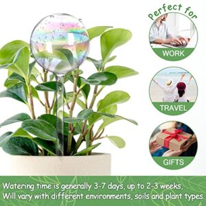 Sawowkuya 4 Pcs Plant Watering Globes, 9 Inch Iridescent Self Watering Planter Insert, Glass Plant Watering Devices for Indoor and Outdoor Plants Accessories