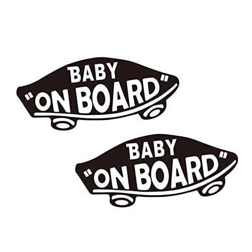 2Pcs Baby On Board Sticker for Cars Waterproof, Funny Safety Baby On Board Sign Decal for Kids Reflective Design for Car,Skateboarding