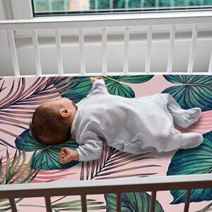 Winmany Baby Diaper Changing Pad Cover Palm Leaves Cradle Mattress Sheets Nursery Changing Mat Cover Breathable Changing Table Cover 32''X 16''（Cover Only, Pad Not Included）