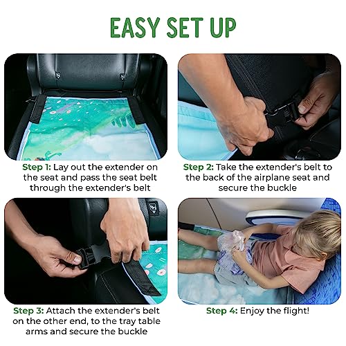 Froggy Family Airplane Seat Extender for Kids - Travel Bed for Baby with Built-in Sleeping Bag Function - Durable and Comfortable Airplane Bed for Toddler - Kids Travel Essentials for Flying Blue