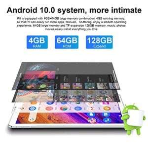 AOYODKG Tablet 2023 Newest 2 in 1 Tablet 10 Inch Android Tablet 4G Cellular with 2 Sim Card Slot, 4GB+64GB Storage, Quad-Core, 1920 * 1200 HD Display/WiFi Tablet with Keyboard Mouse Stylus-Gold