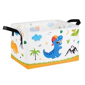 wernnsai dinosaur storage basket – foldable storage bin for boys waterproof pe coating canvas fabric laundry basket toy bins with handles organizer box for clothes books bedroom house nursery