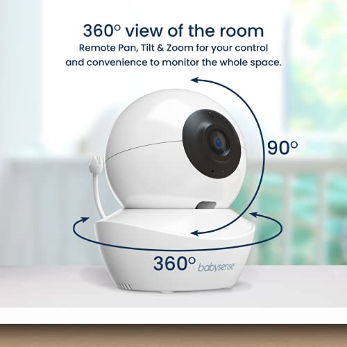 Babysense Upgraded Video Baby Monitor, 4.3" Split Screen with Two Cameras and Adjustable Night Light, Remote Pan & Tilt, Long Range, Two-Way Audio, Zoom, Night Vision, Lullabies & White Noise