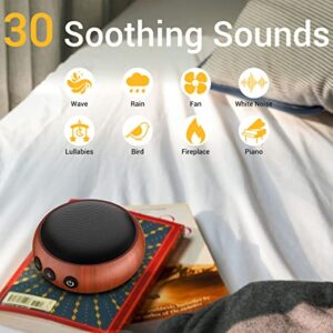 SoundMe Small Sound Machine Brown Noise Machine 30 Soothing Natural Sounds Rain Fan Pink White Noise Machine for Baby Kids Adults with 36 Volume Control Powered by AC or USB Sleep Timer Wood Grain