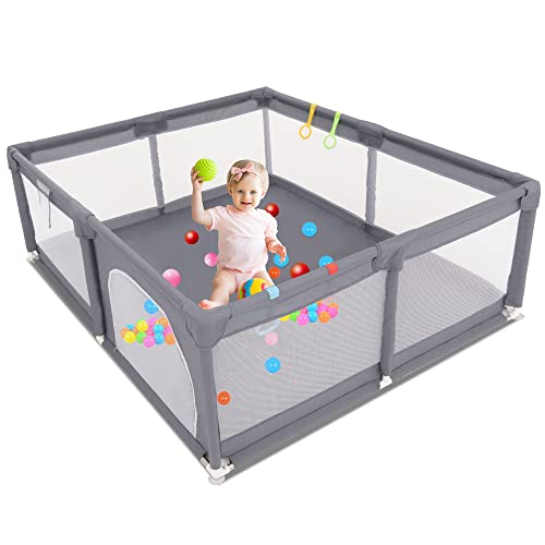 Baby Playpen,Large Playpen for Babies and Toddlers, Baby Fence Play Area with Anti-Slip Base, Safety Play Yard for Infant, Play Pens for Babys (59"x71")