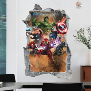 catcoq superhero wall stickers avengers diy removable wall decals stickers decor for boys girls bedroom living room nursery playroom (23.6x35.4 inches)